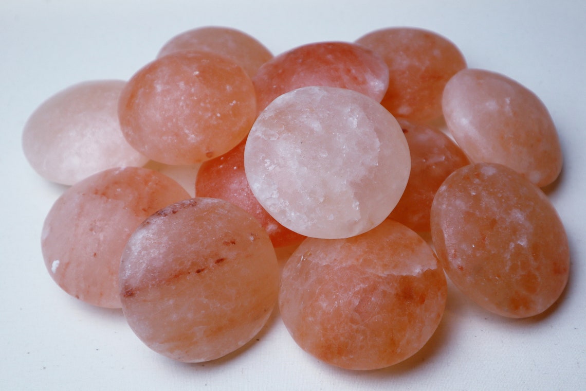 Himalayan Pink Salt Massage Stones Flat Round Massage Therapy Heat