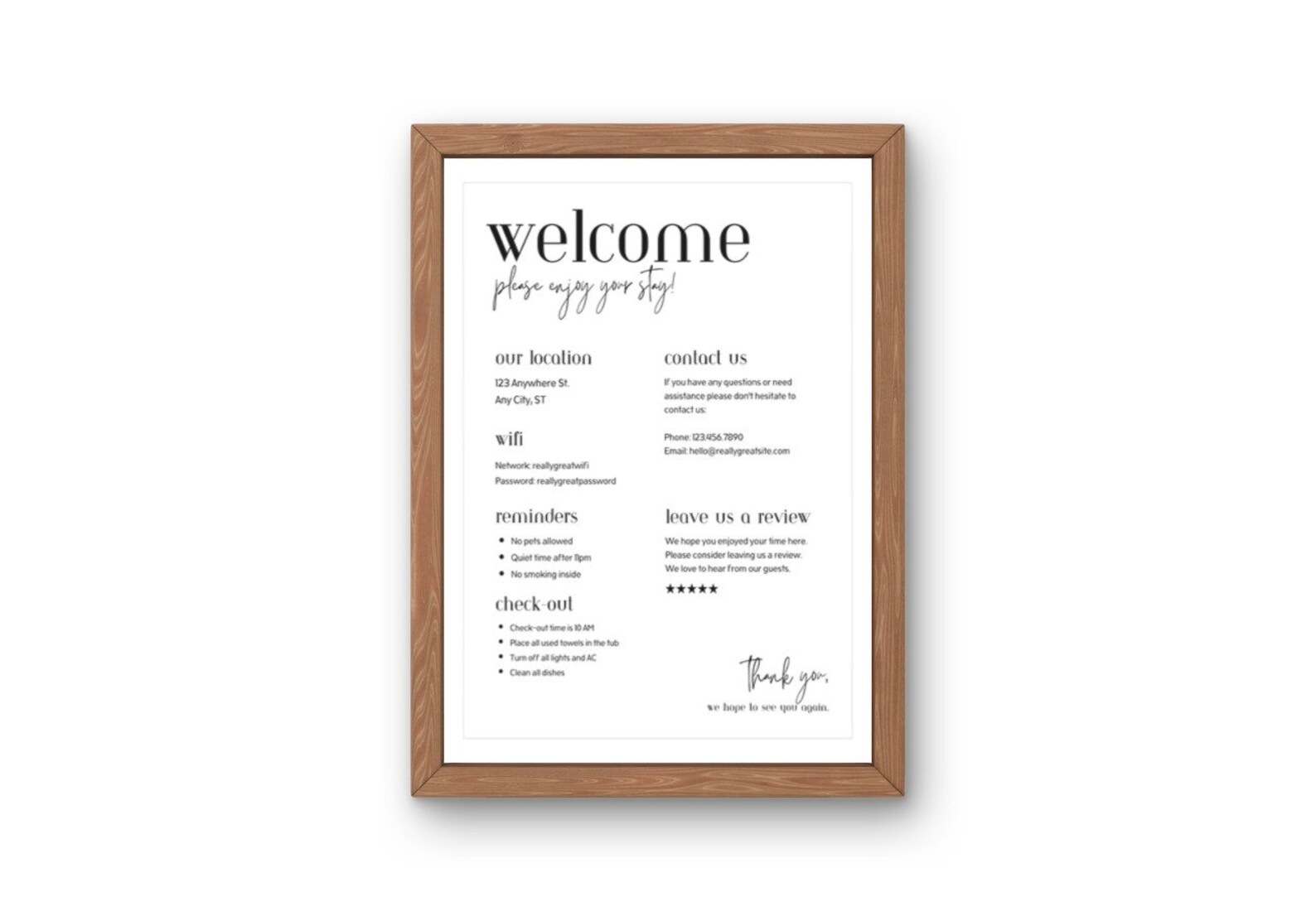 Airbnb Host Welcome Sign, Short-term Rental Printable, Editable ...