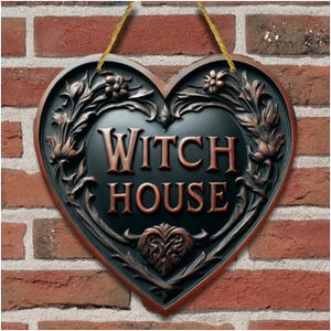 Enchanting Wooden Witch's Cottage Heart-shaped Plaque" - Etsy