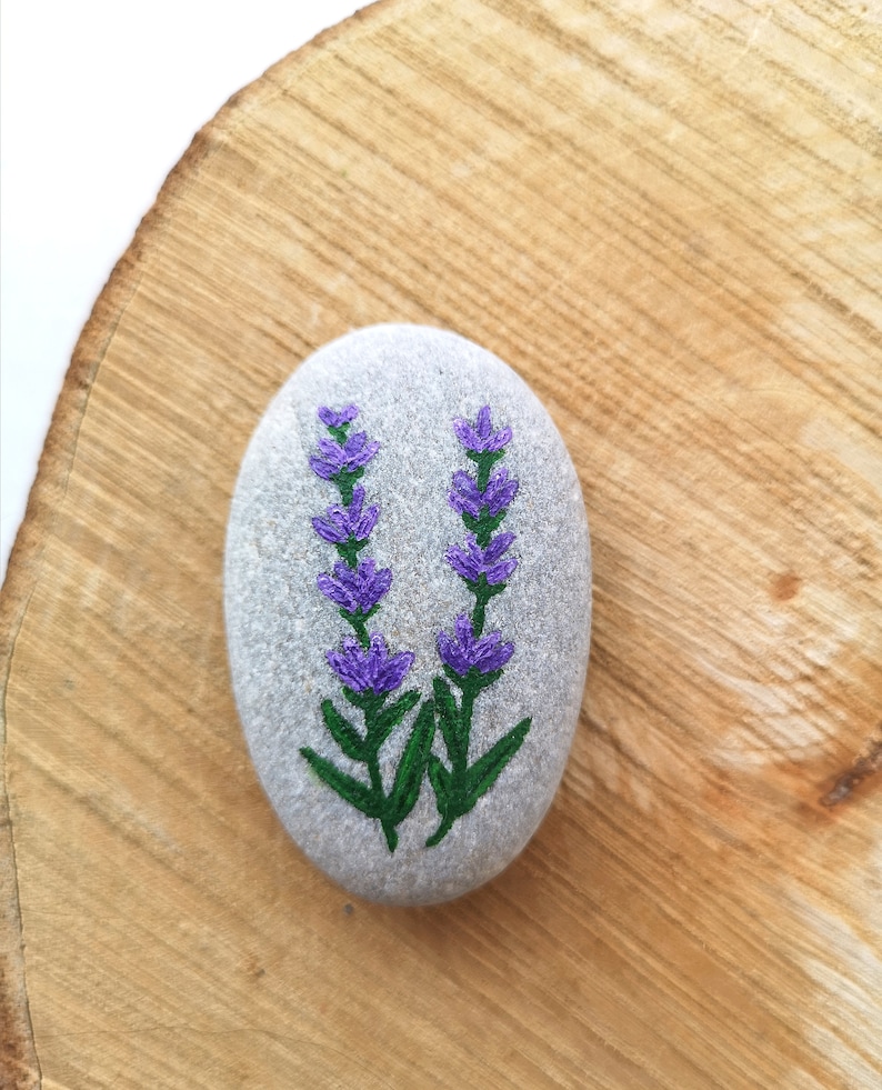 Painted Stones, Painted Lavender Stones, Painted Flower Stones, Painted ...