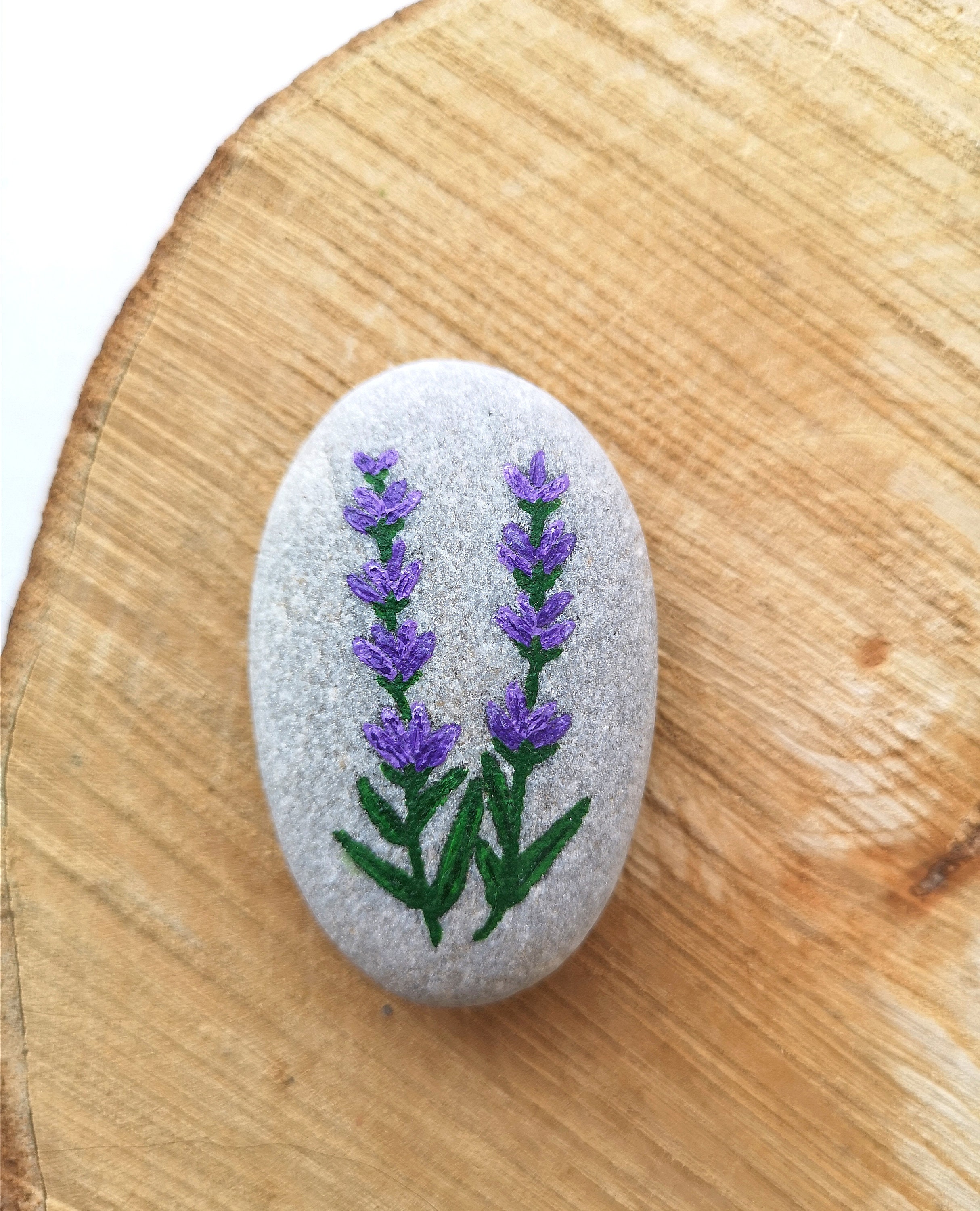Painted Stones, Painted Lavender Stones, Painted Flower Stones, Painted ...