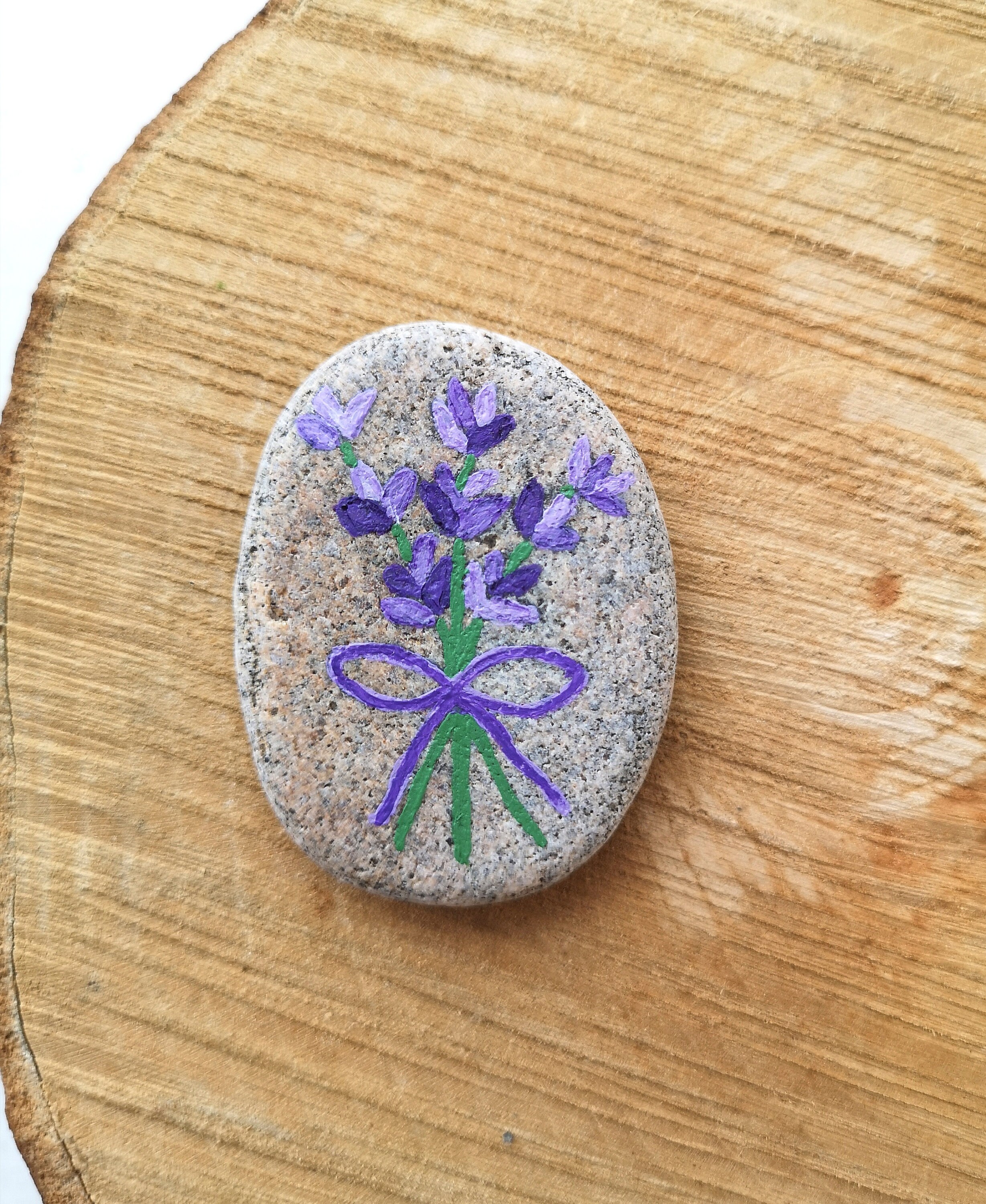 Painted Stones, Painted Lavender Stones, Painted Flower Stones, Painted ...