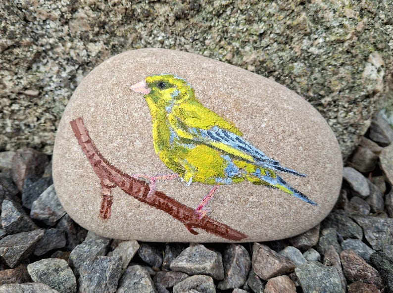 Painted Stones, Painted Bird Stones, Painted Rocks, Painted Garden Bird ...