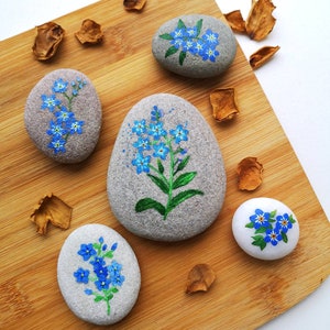 Painted Stones Painted Forget Me Not Stones Painted Flower - Etsy