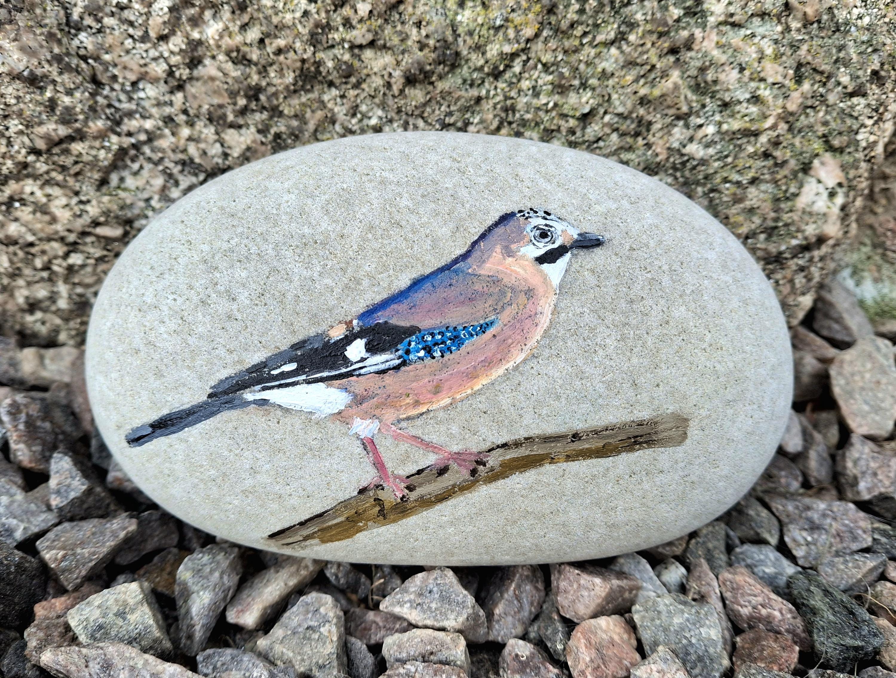 Painted Stones, Painted Bird Stones, Painted Rocks, Painted Garden Bird ...