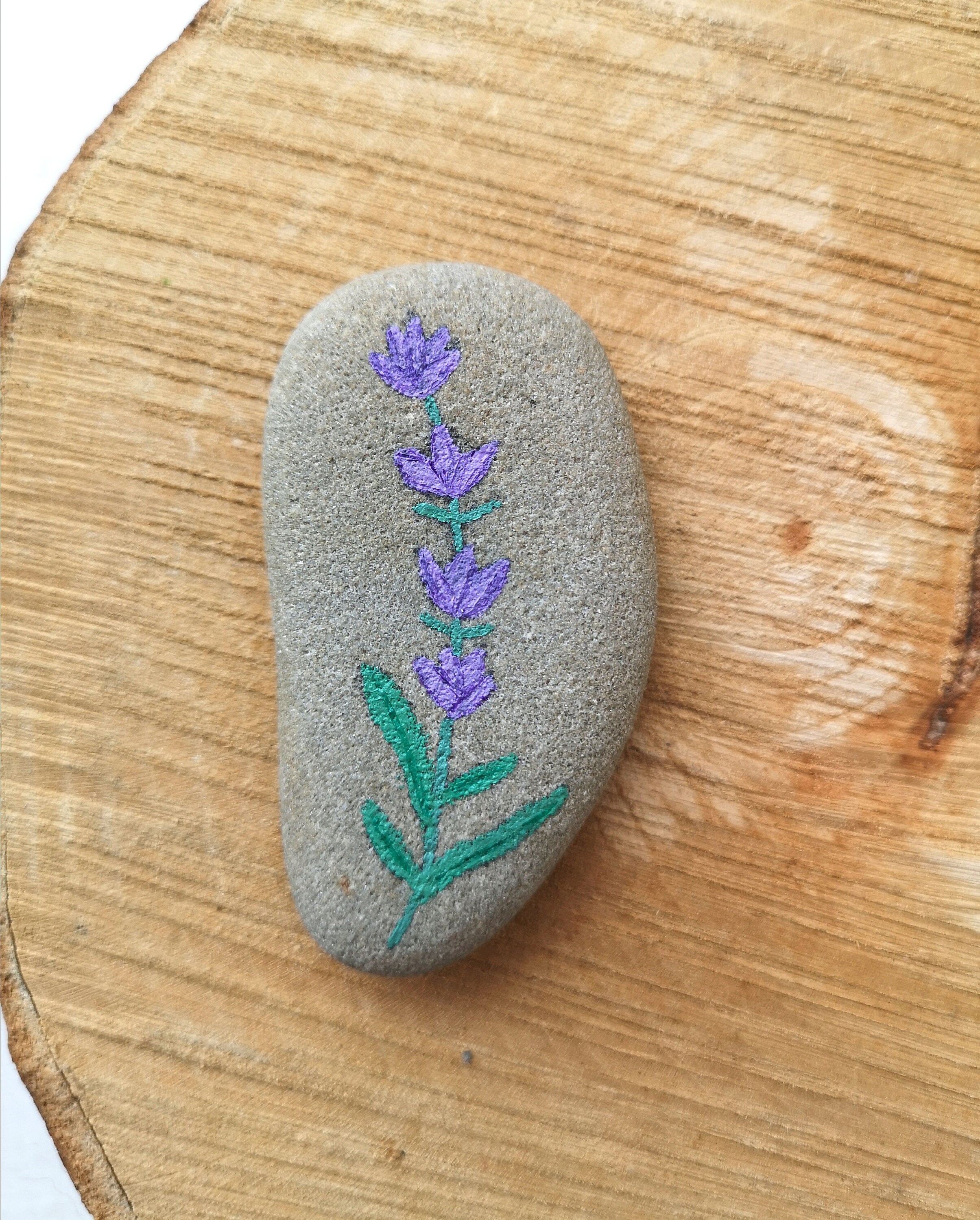 Painted Stones, Painted Lavender Stones, Painted Flower Stones, Painted ...