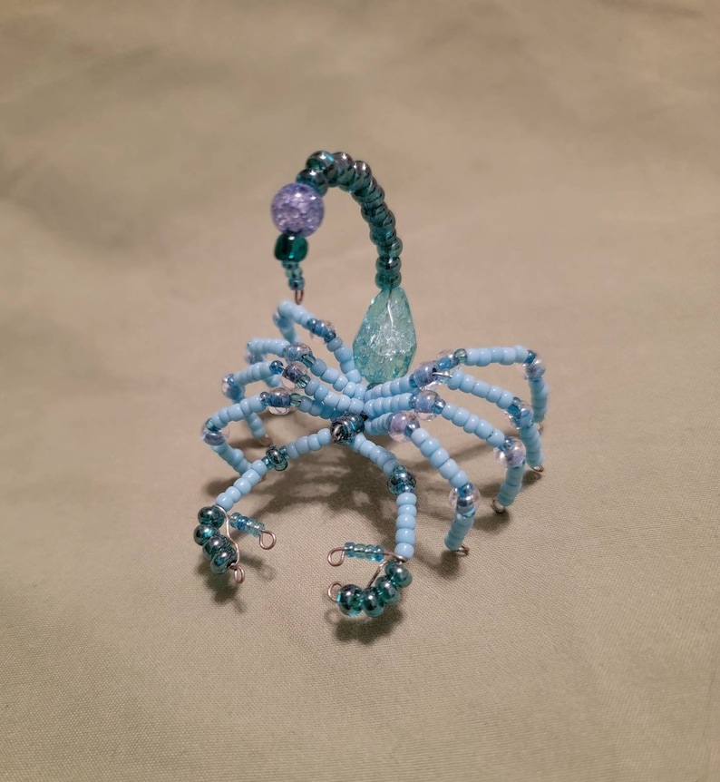 Hand Beaded Blue Scorpion - Etsy