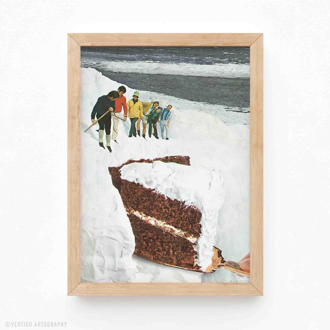 Glacier Cake Art Print: Surreal Snow Mountain Dessert Collage - Etsy Sweden