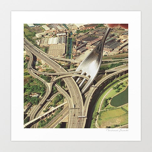 Spaghetti Junction art Print, Surreal Art, Wall Decor, Collage Art ...