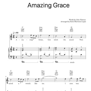 Amazing Grace - C MAJOR- Sheet Music for Piano, Lead/vocal & Guitar ...