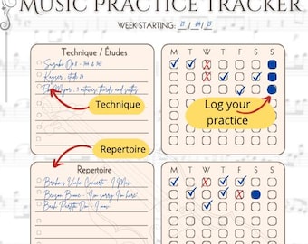Music Practice Planner Printable for Musicians/music Students - Etsy