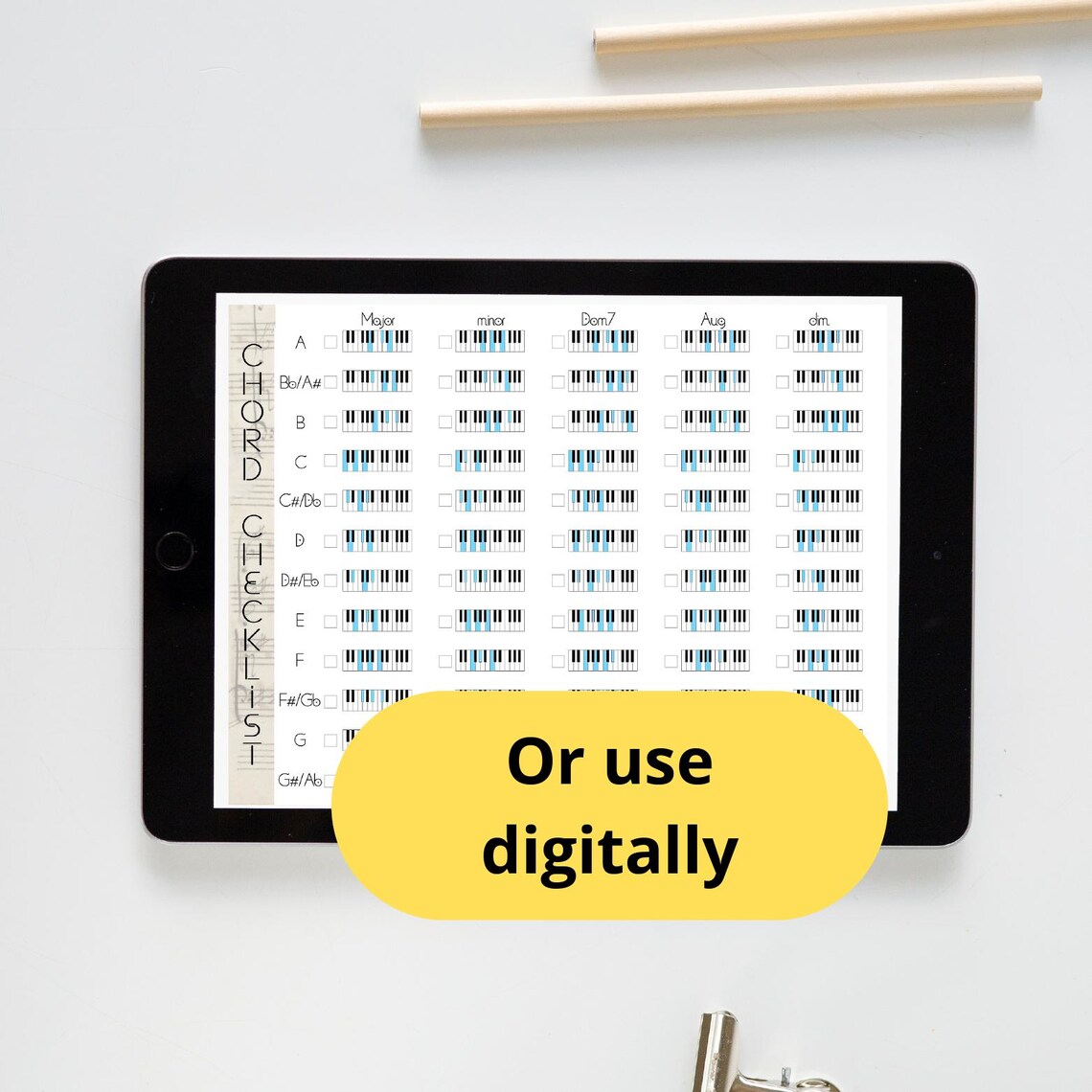60 Piano Chords Chart Checklist | Instant Download, Piano Learning ...