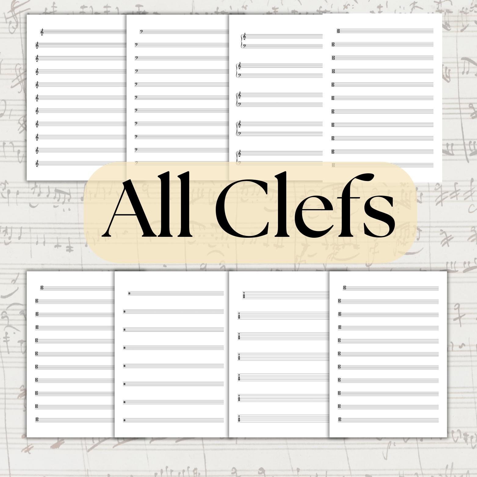 Printable Staff Paper: All Clefs, Extra Large Format (PDF & PNG) - Etsy