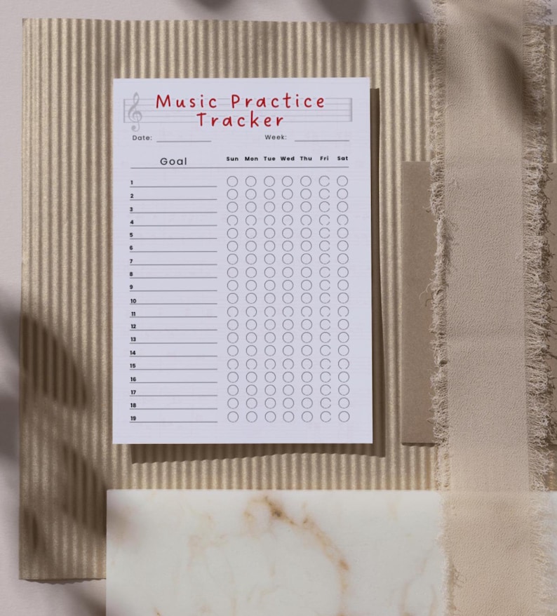 Printable Music Practice Tracker: Goal Planner & Instrument Log (instant Download) - Etsy