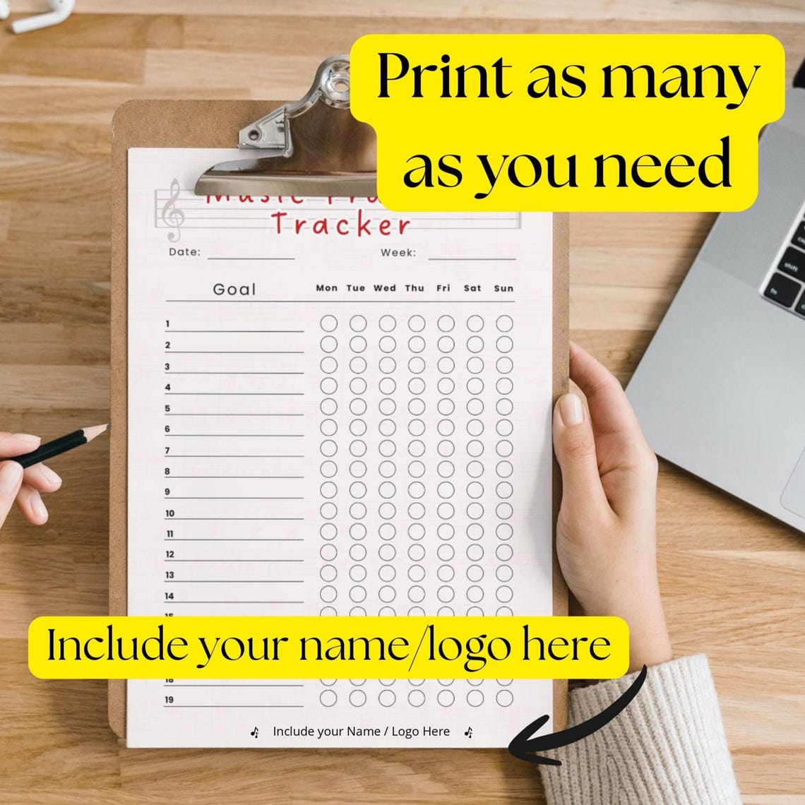 Printable Music Practice Tracker: Goal Planner & Instrument Log ...