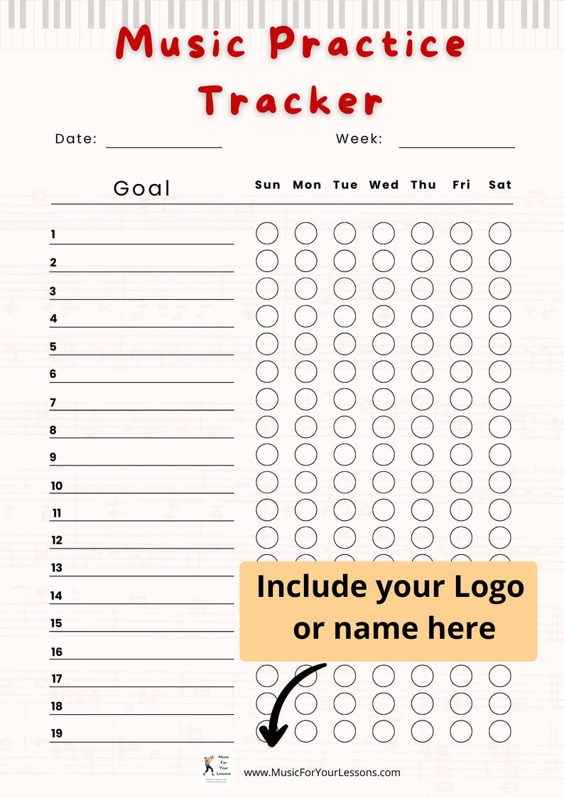 Printable Music Practice Tracker: Goal Planner & Instrument Log ...