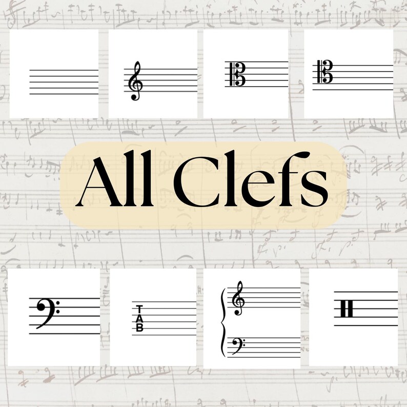 Printable Staff Paper: All Clefs, Extra Large Format (PDF & PNG) - Etsy