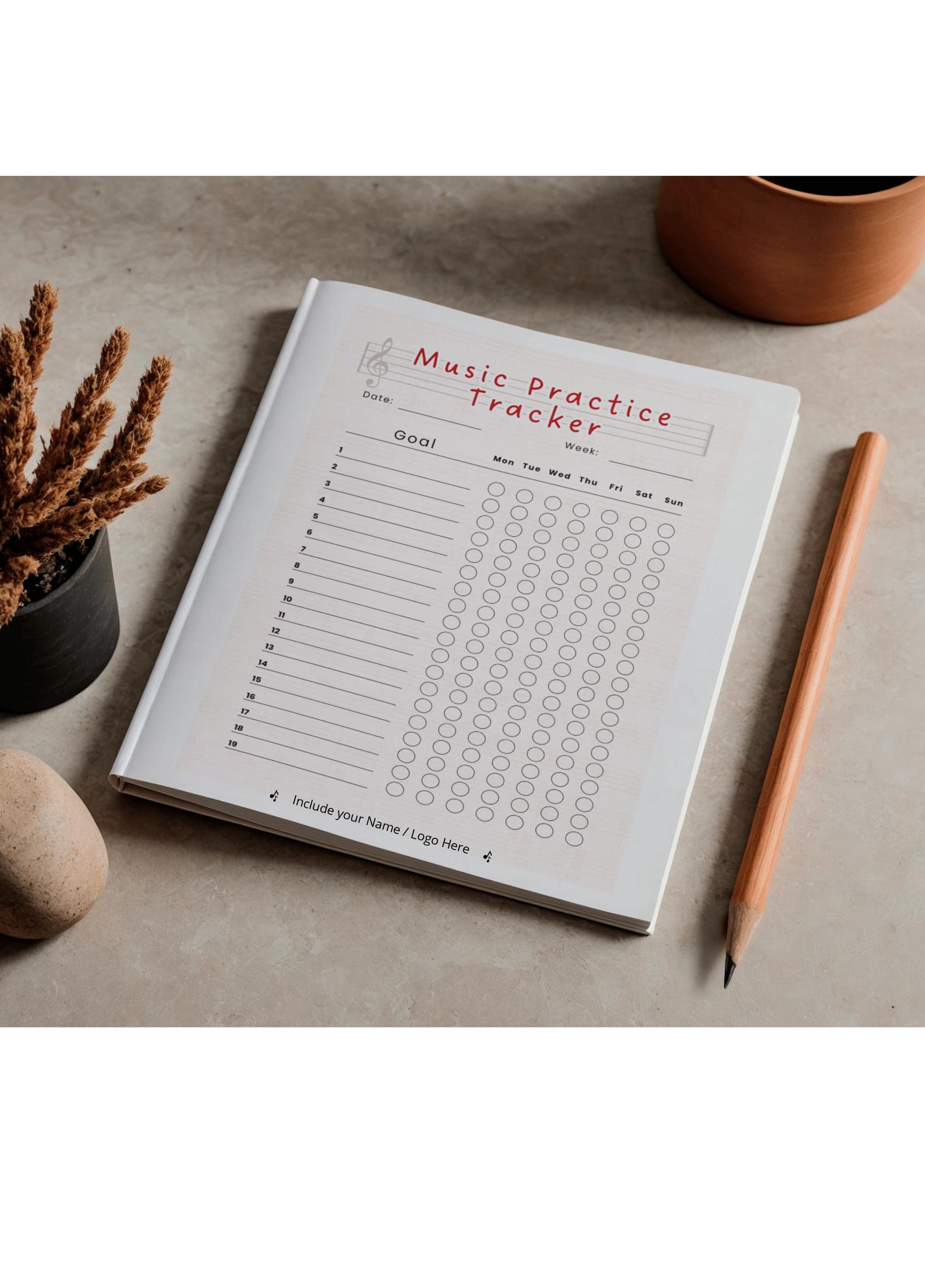 Printable Music Practice Tracker: Goal Planner & Instrument Log ...