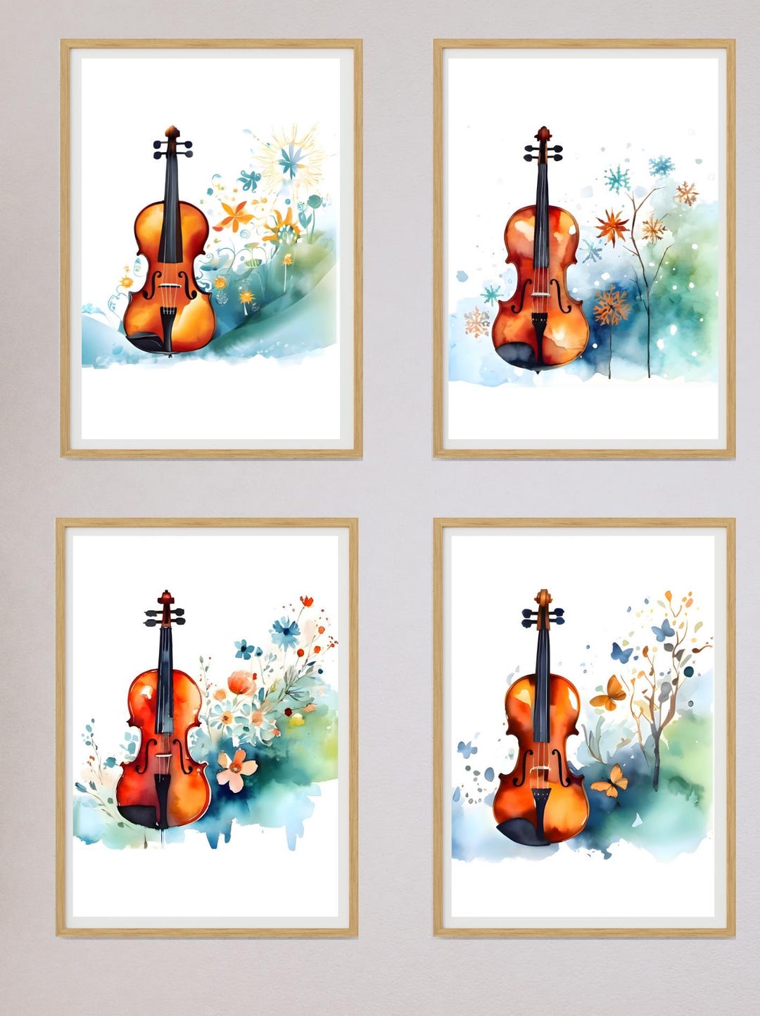Vivaldi's Four Seasons Violin Prints: Watercolor Music Art (digital ...