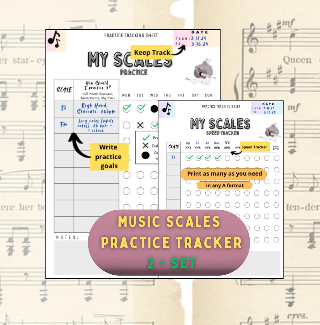 Music Scales Practice Tracker (2-set) | Instant Download | Printable ...