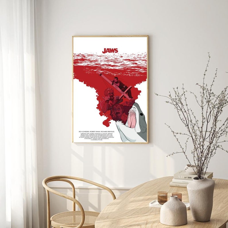 Jaws Movie Poster for Living Room Bedroom Decor frame is Not Included ...