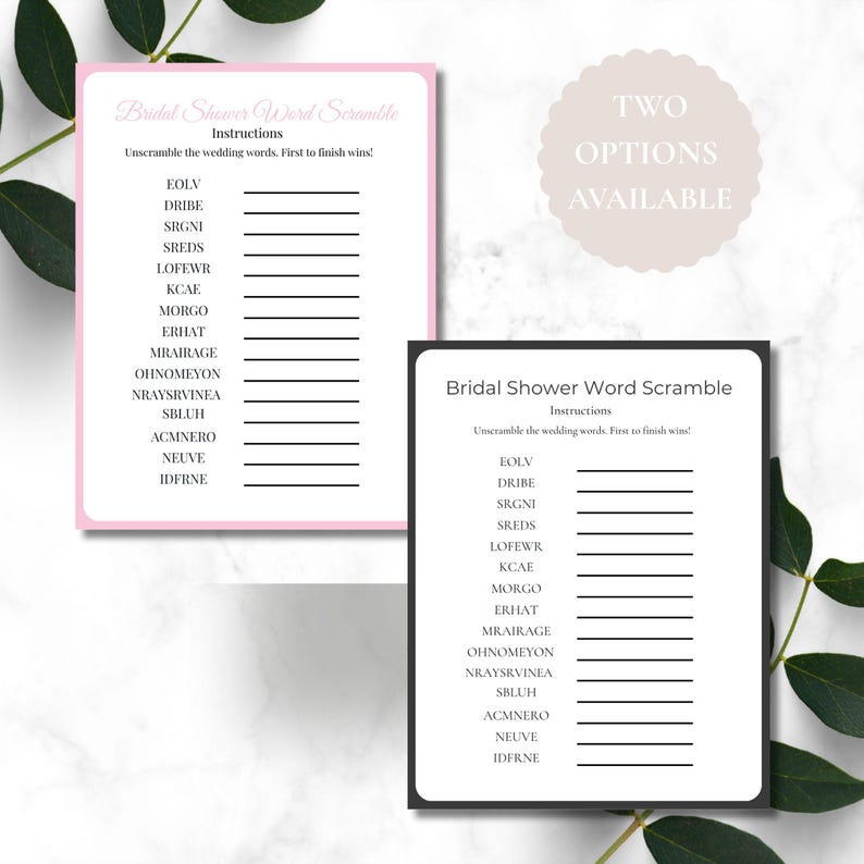 Bridal Shower Word Scramble – Printable & Editable Canva Template ...