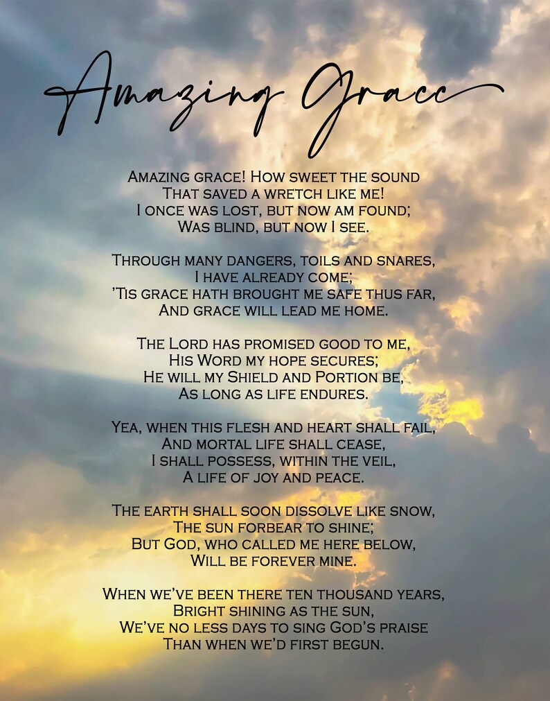 Amazing Grace Christian Prayer Art Print | Etsy
