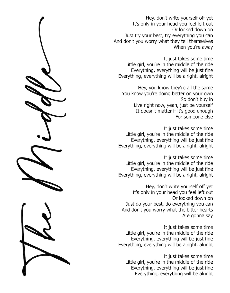 The Middle Digital Download Instant Print Lyric Art - Etsy