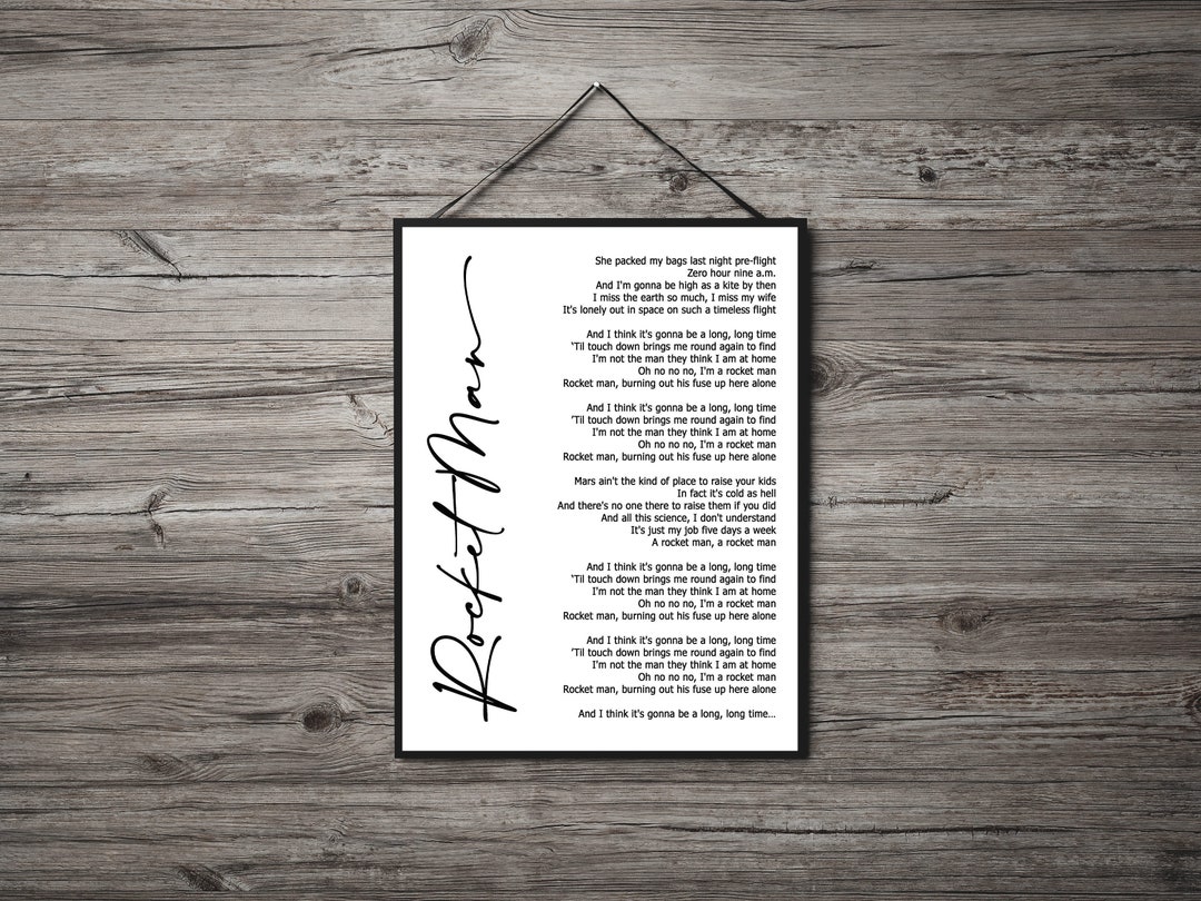 Rocket Man Digital Download Instant Print Lyric Art - Etsy