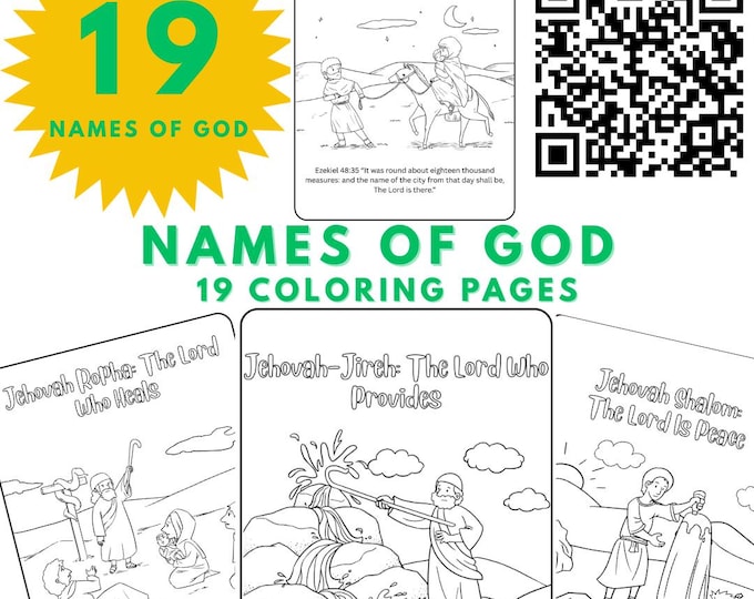 Names of God Coloring Pages: Bible Learning for Toddlers (a4/letter ...
