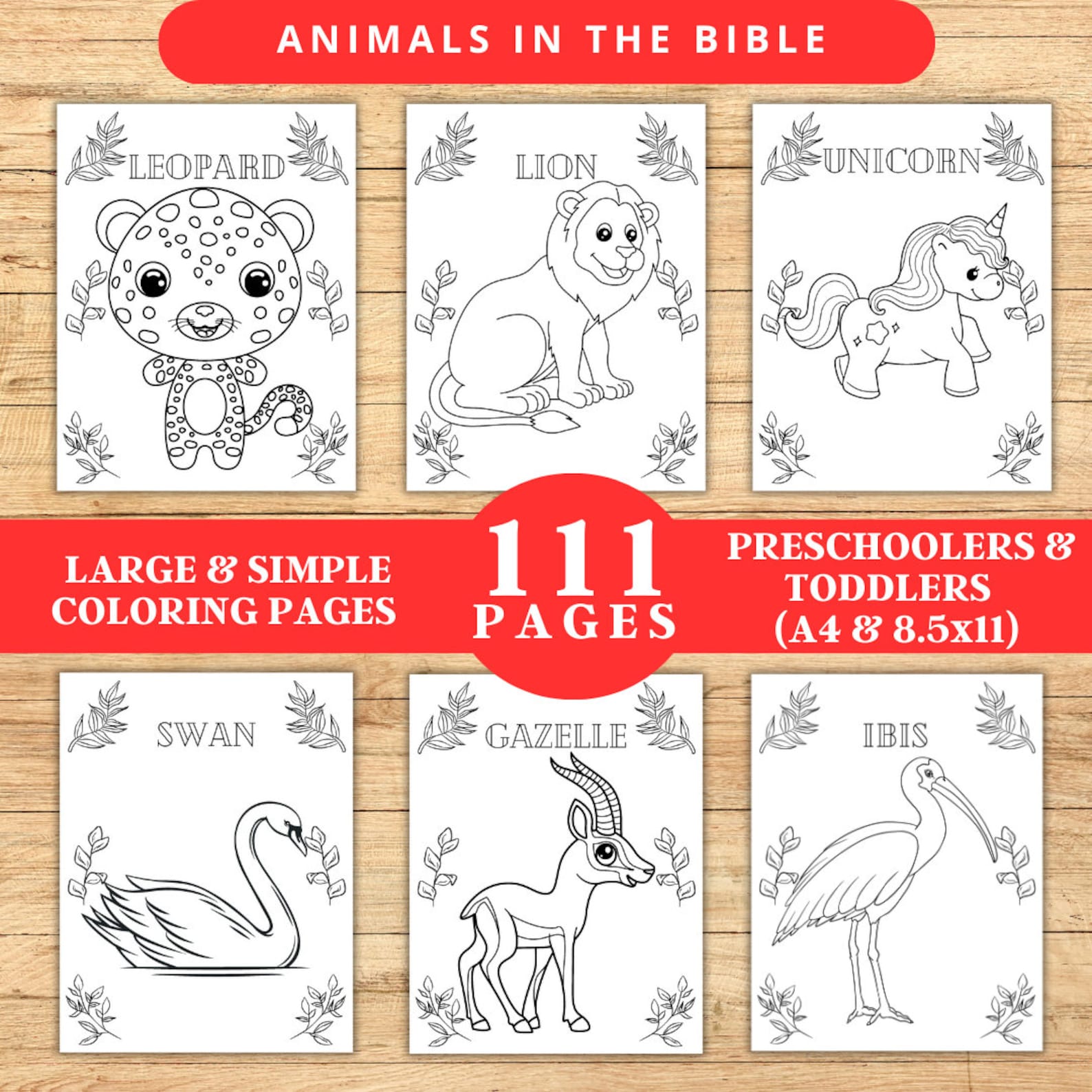 111 Printables - Animals in the Bible, Coloring Pages for Kids, Large ...