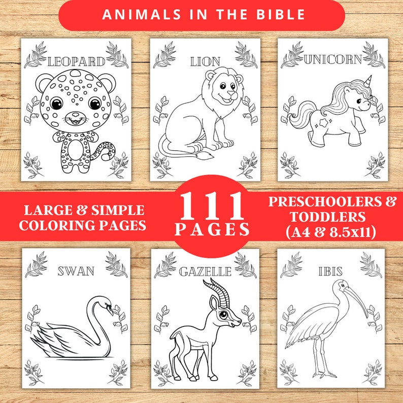 111 Printables - Animals in the Bible, Coloring Pages for Kids, Large ...