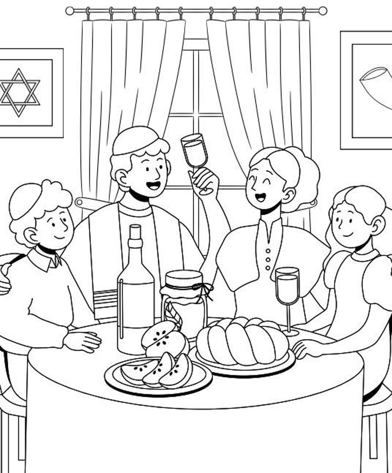 8 Rosh Hashanah Coloring Pages & Activities for Jewish Holidays Hebrew ...