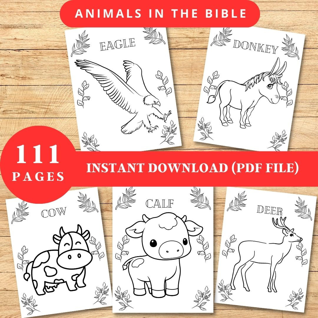 111 Printables - Animals in the Bible, Coloring Pages for Kids, Large ...