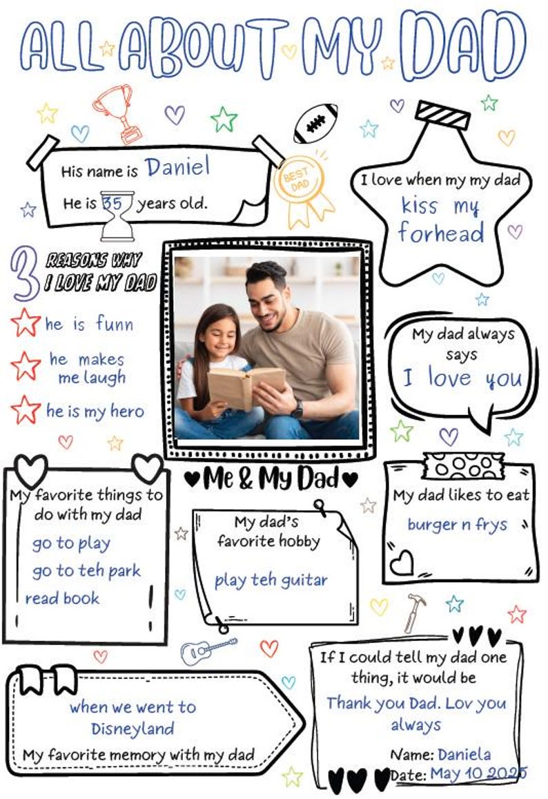 Father's Day Worksheet: All About My Dad Coloring Activity (a4/letter ...