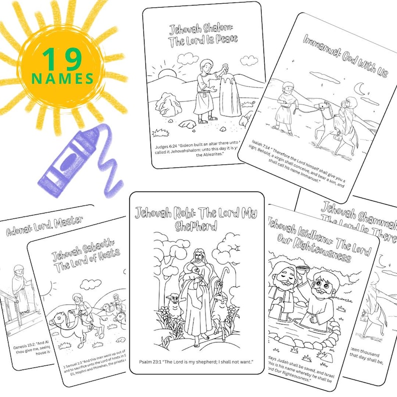 Names of God Coloring Pages: Bible Learning for Toddlers (a4/letter ...