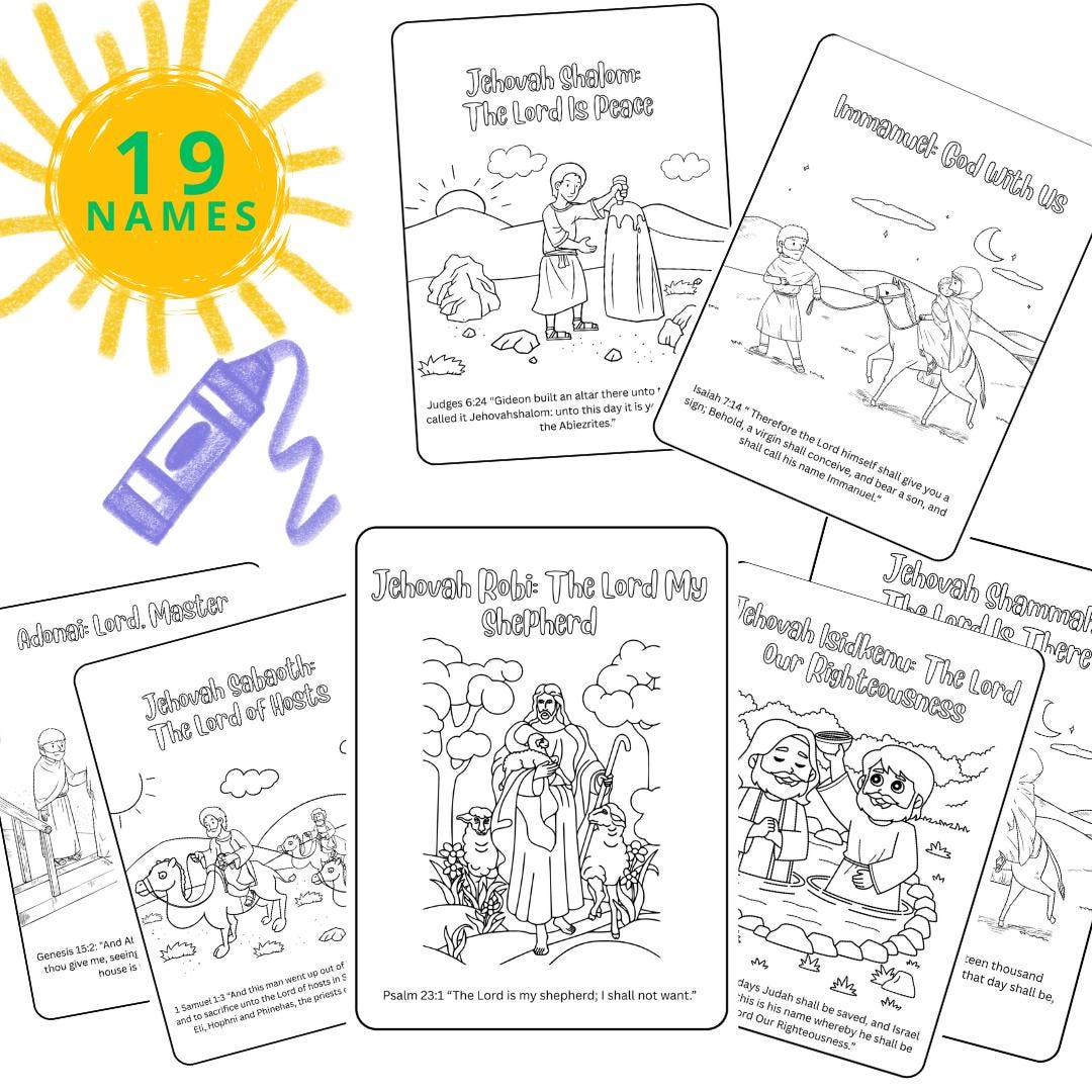 Names of God Coloring Pages: Bible Learning for Toddlers (a4/letter ...