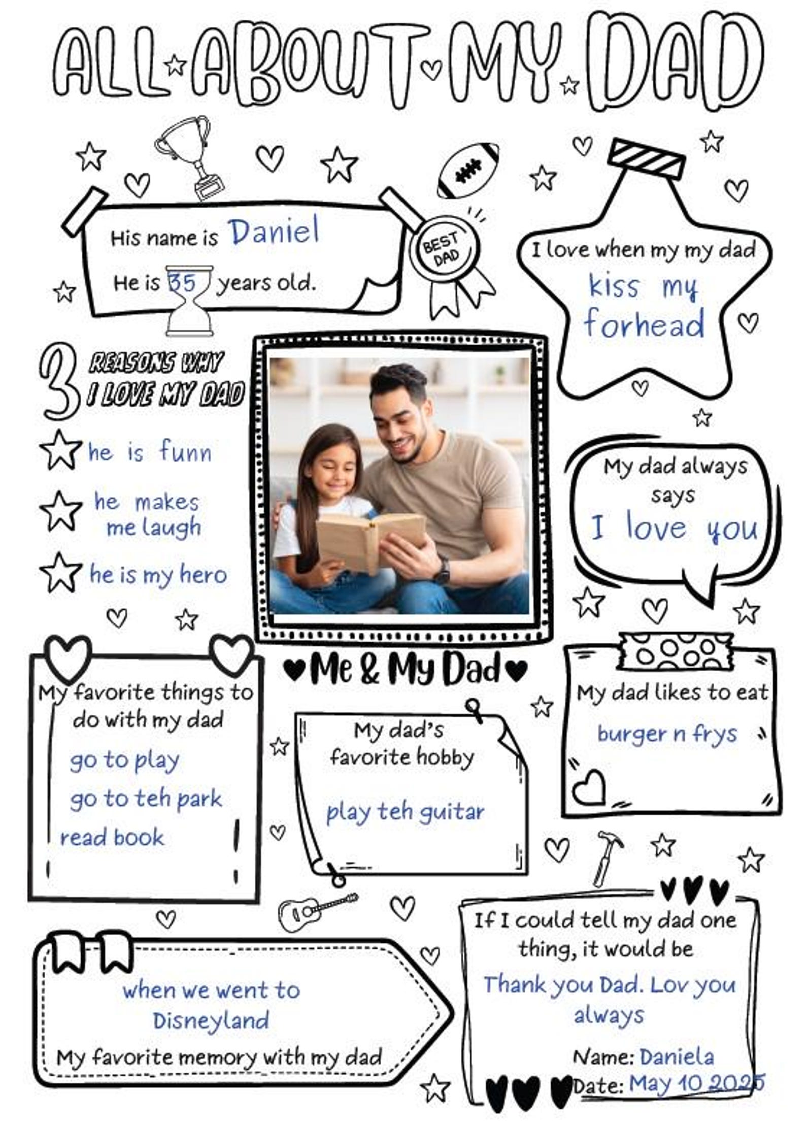 Father's Day Worksheet: All About My Dad Coloring Activity (a4/letter ...