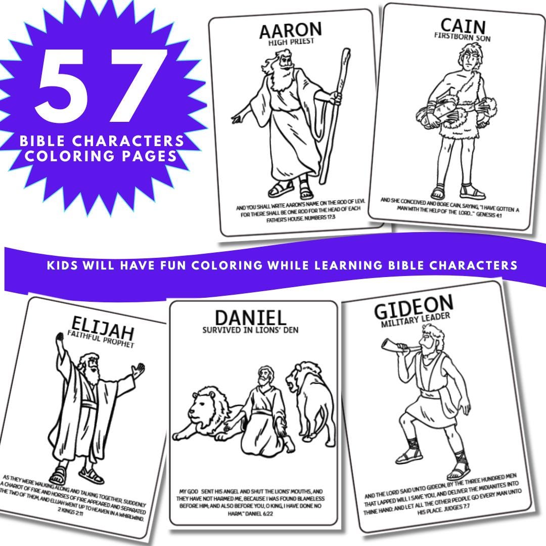 Biblical Characters Coloring Pages: Bible Learning Activity (digital ...
