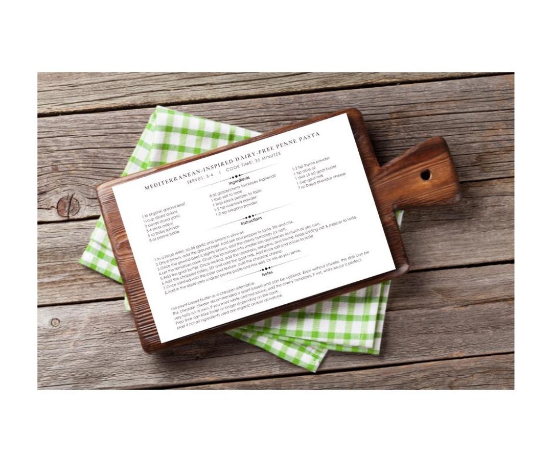 Mediterranean-inspired Dairy-free Penne Pasta Recipe Card Instant ...