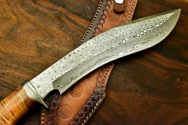 Kukri Knife, Handmade Damascus Kukri With Leather Handle, Birthday Gift ...