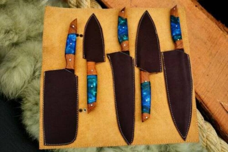 D2 Steel Kitchen Knives Set Carbon Coated, Chef Knives Set, Beautiful ...