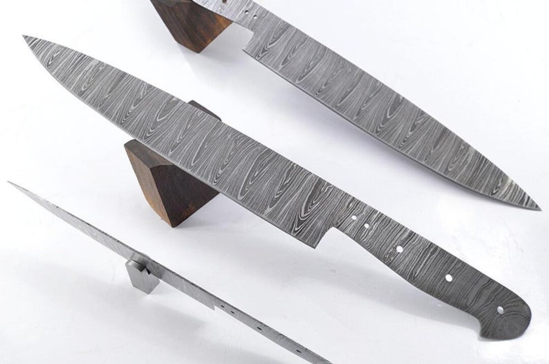 15 Inches Damascus Blank Blade, Ladder Pattern Damascus Blank Blade for ...