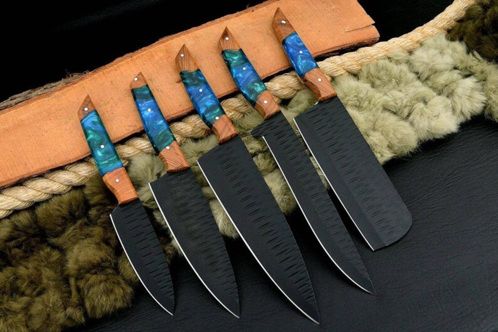 D2 Steel Kitchen Knives Set Carbon Coated, Chef Knives Set, Beautiful ...