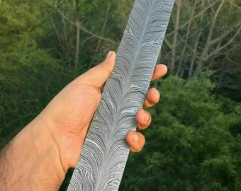 Feather Pattern Damascus Knife - Etsy