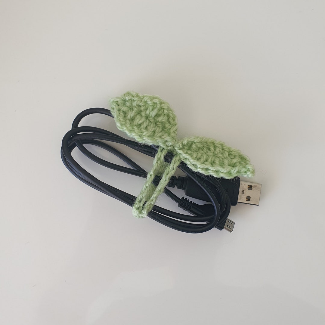 Crochet Headphone Sprout Leaf Cable Tie Cord Organiser Bookmark ...
