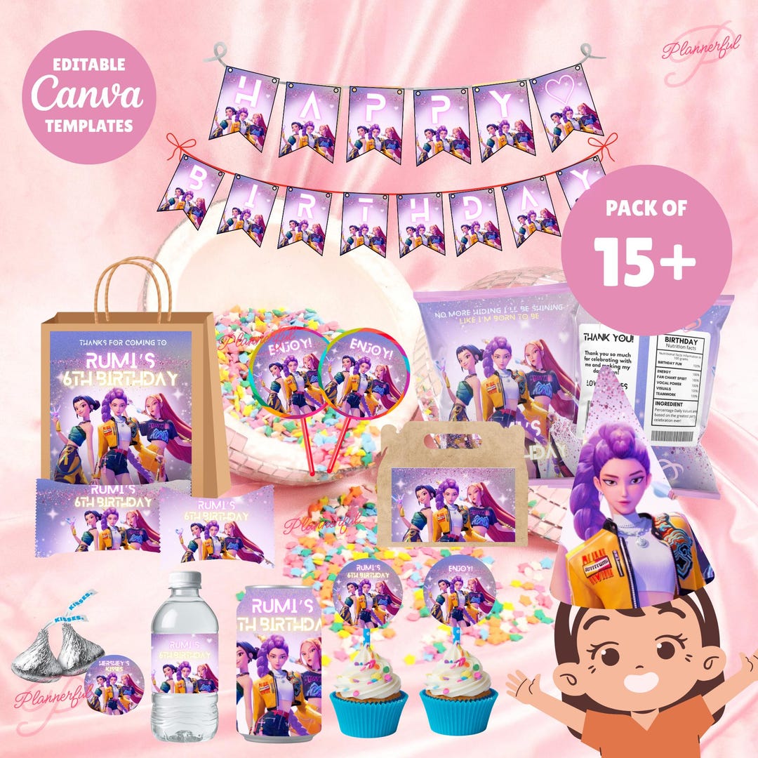 Kpop Party Bundle Anime Birthday Party Favors Kit Party Decor Printable ...