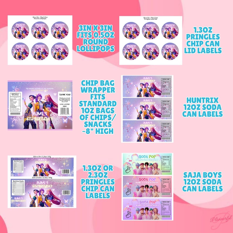 Kpop Party Bundle Anime Birthday Party Favors Kit Party Decor Printable ...