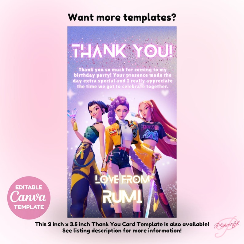 Kpop Demon Hunters Party Video Invite Editable Canva Template Birthday ...