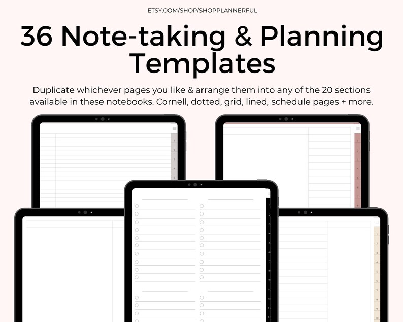 20 Tab Hyperlinked Digital Notebook Goodnotes Notability Cornell Dotted ...